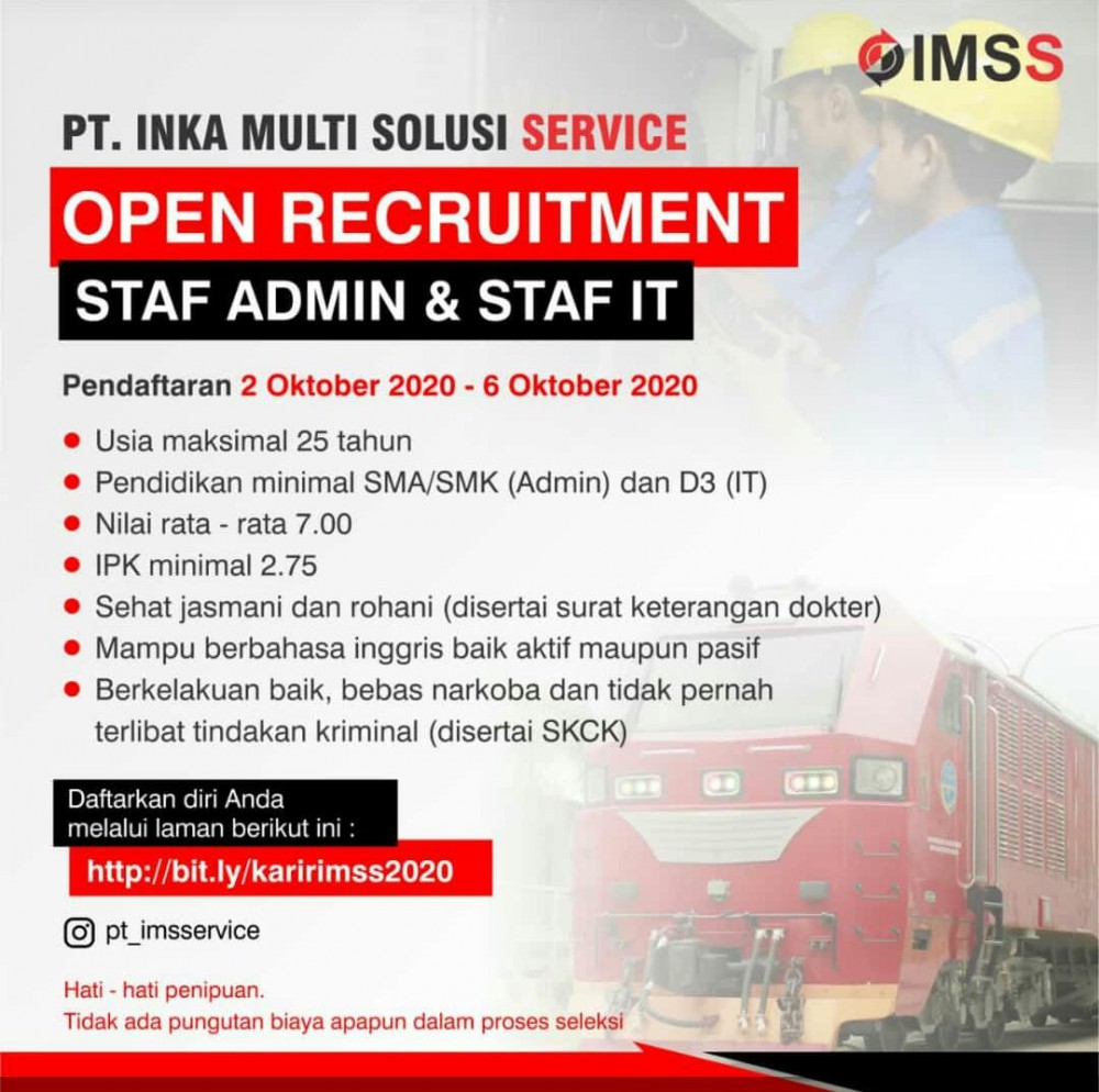 Agenda Lowongan PT. INKA MULTI SOLUSI SERVICE - Job Placement Center ...